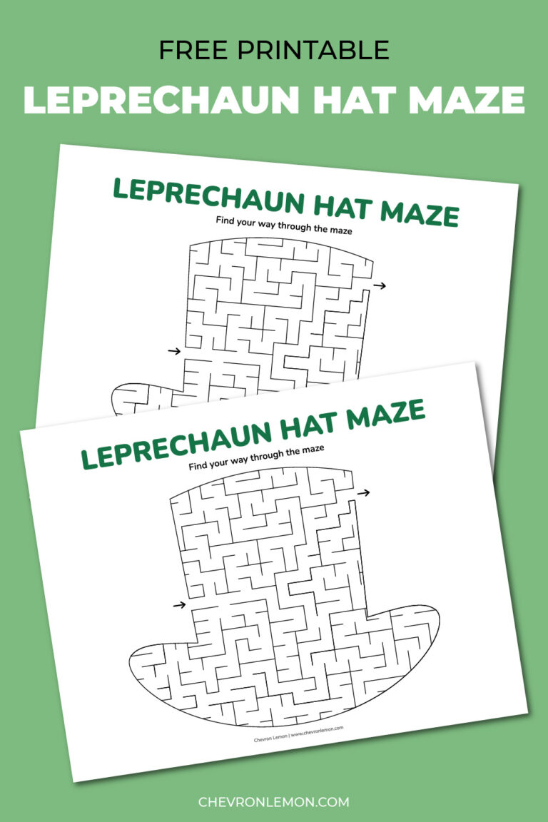 Printable leprechaun hat maze - Chevron Lemon
