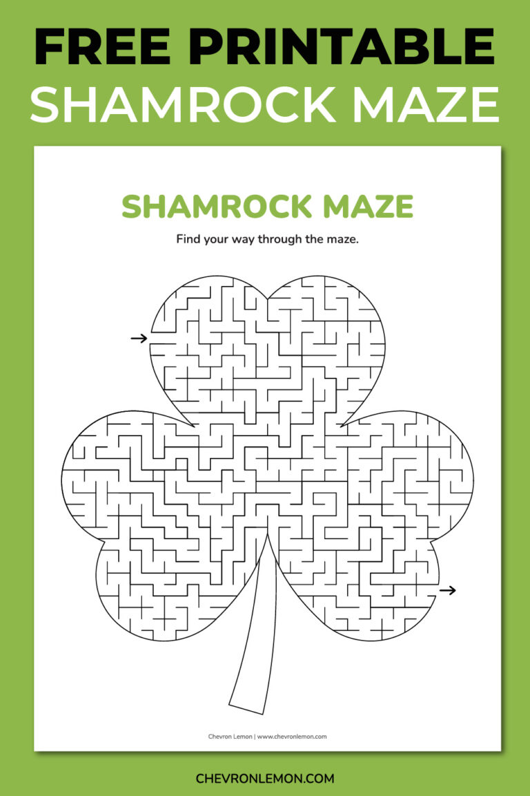 Printable shamrock maze - Chevron Lemon
