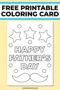 Printable Happy Father's Day coloring card - Chevron Lemon