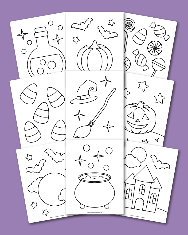 Printable bold and easy Halloween coloring pages - Chevron Lemon