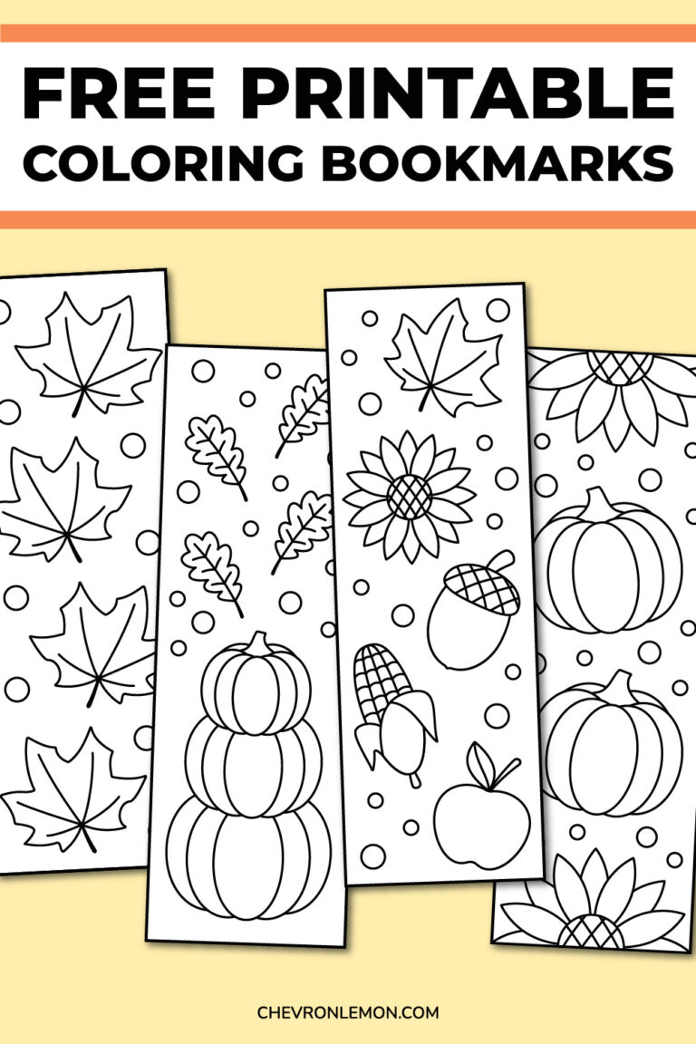 Printable fall coloring bookmarks - Chevron Lemon