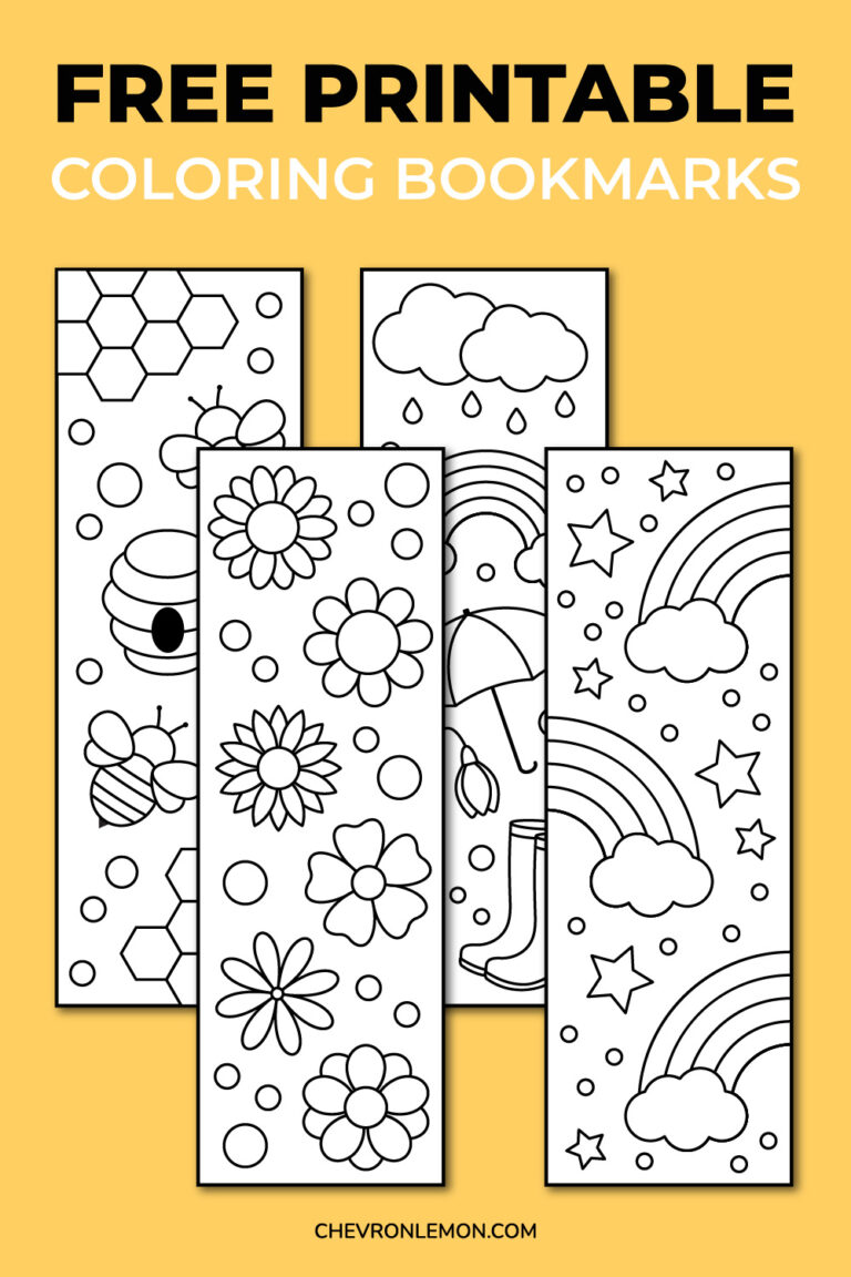 Printable spring coloring bookmarks - Chevron Lemon