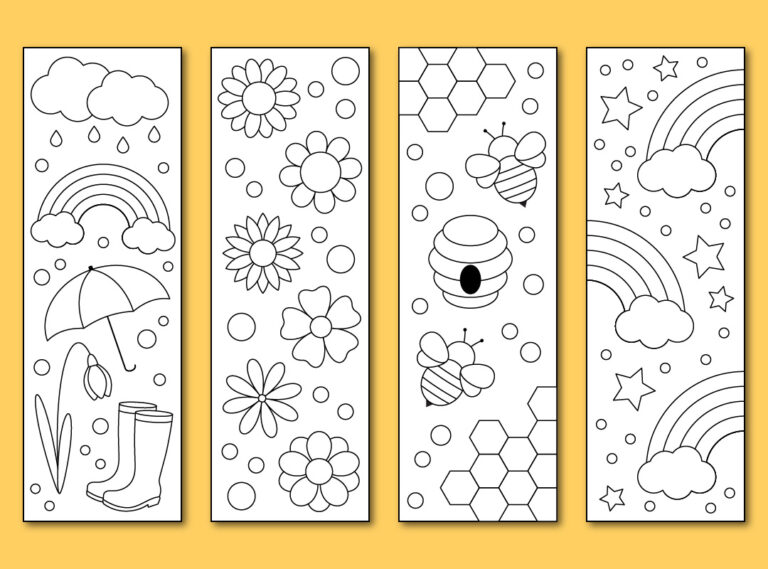Printable spring coloring bookmarks - Chevron Lemon